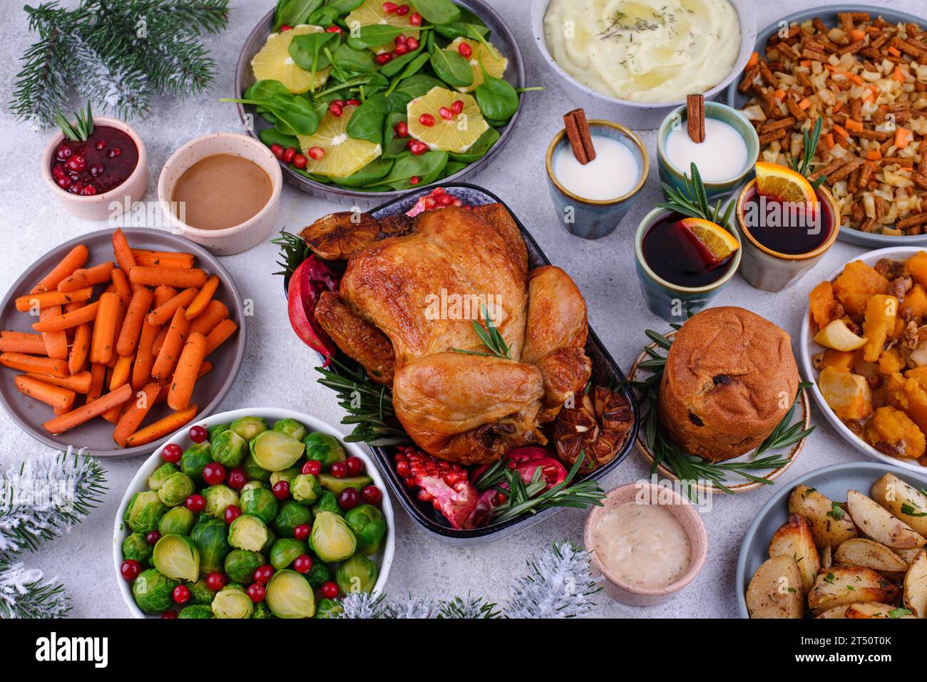 Christmas festive dinner with traditional dishes Stock Photo - Alamy