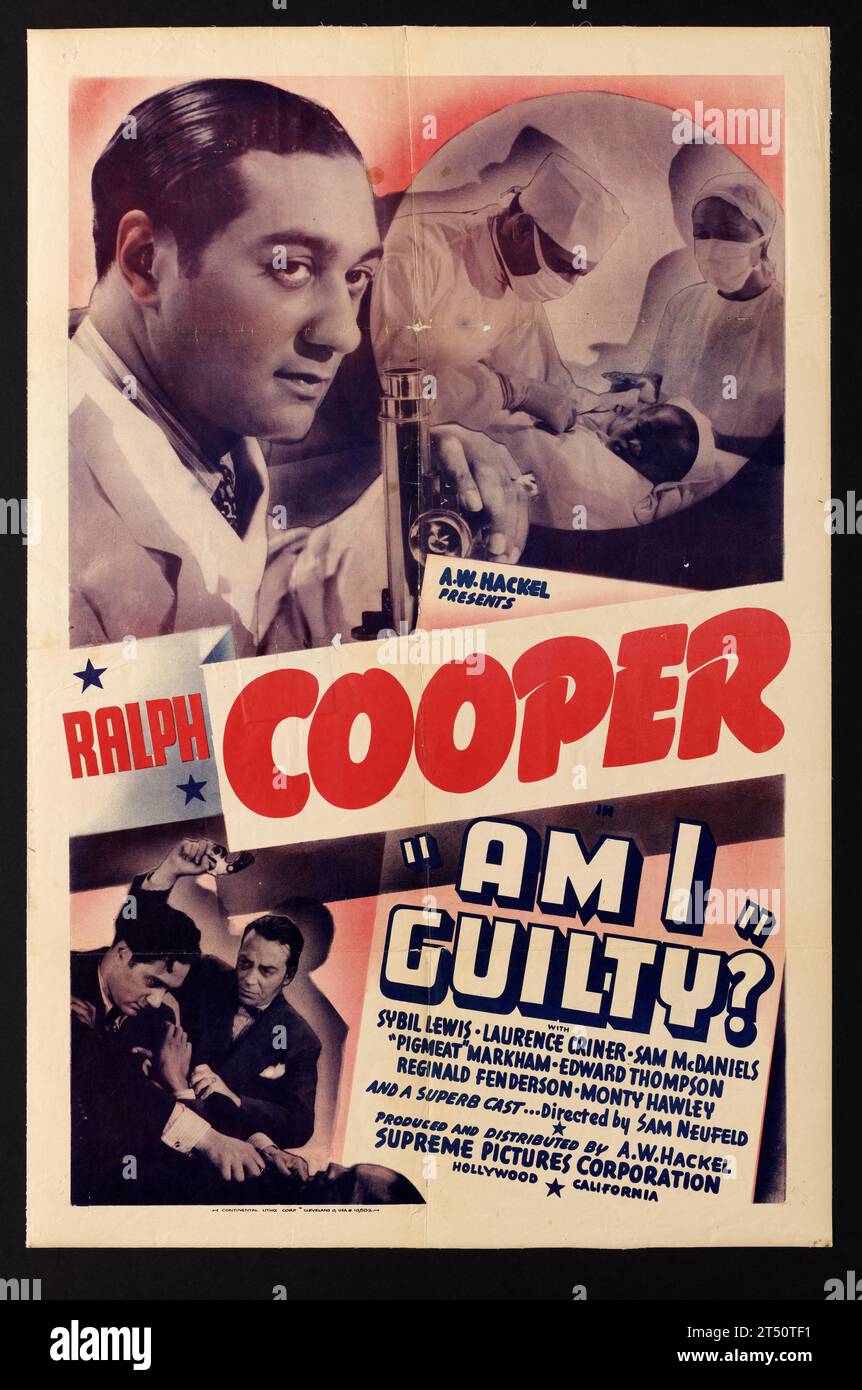 Film poster for Ralph Cooper in Am I Guilty? directed by Samuel Neufeld and released in 1940 ...