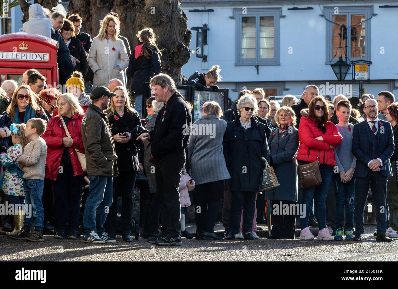 Pavements on the Market Hill in Framlingham Suffolk are crowded with ...