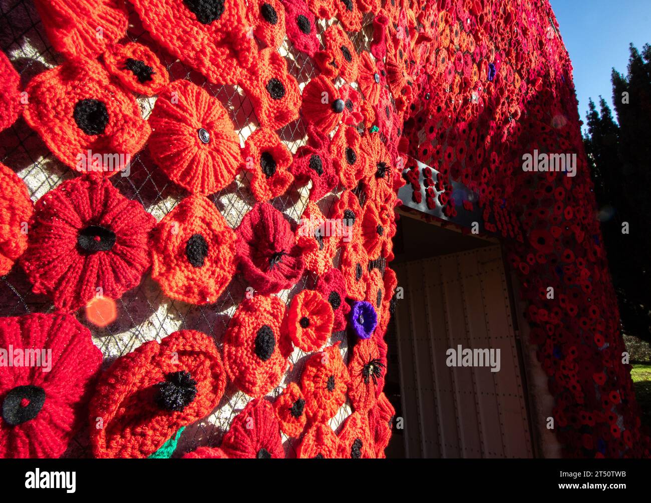 The porch of St Michael's Church Framlingham decorated with knitted ...
