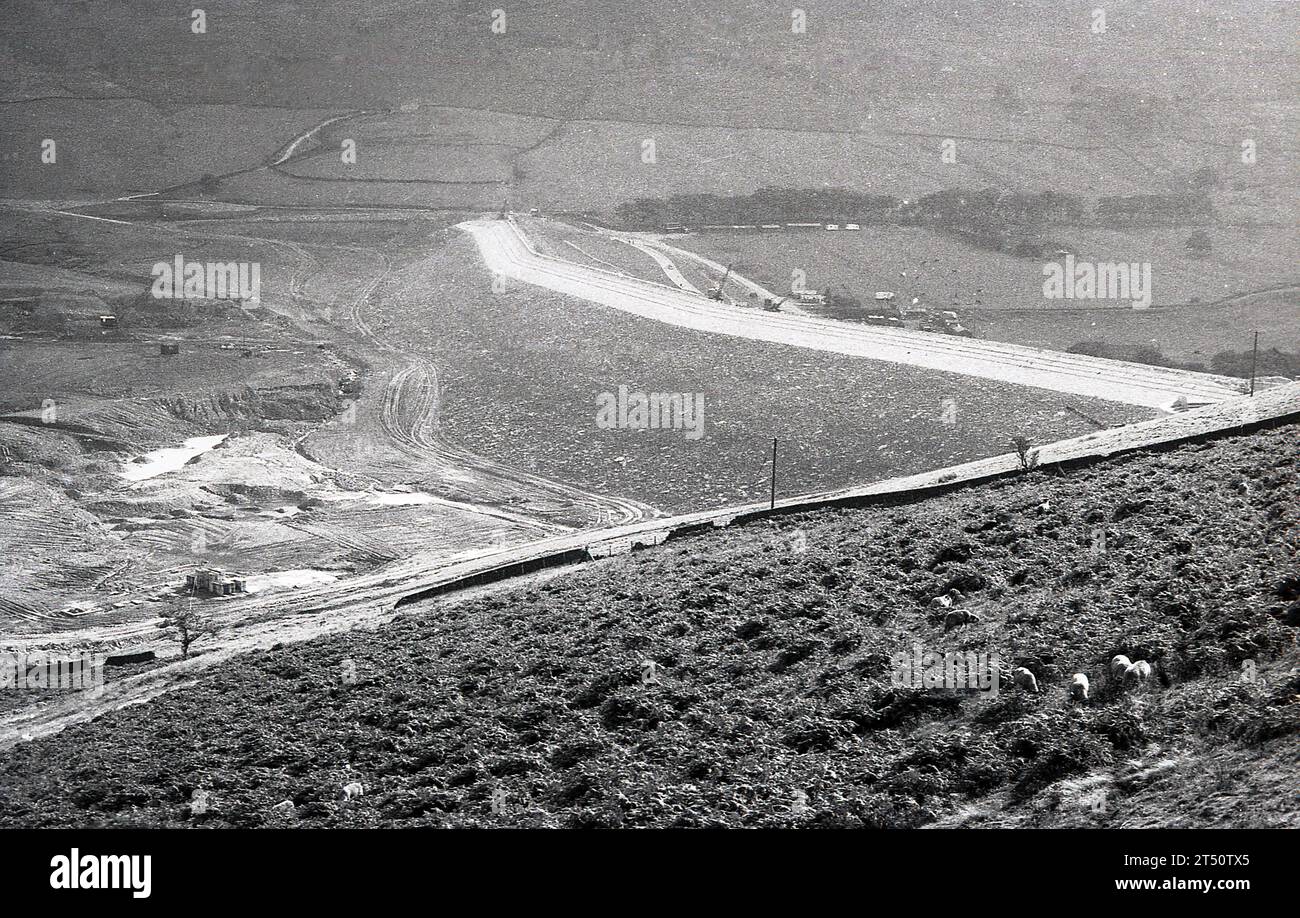 1960s, historical, overhead view of landscape and groundworks for a new ...