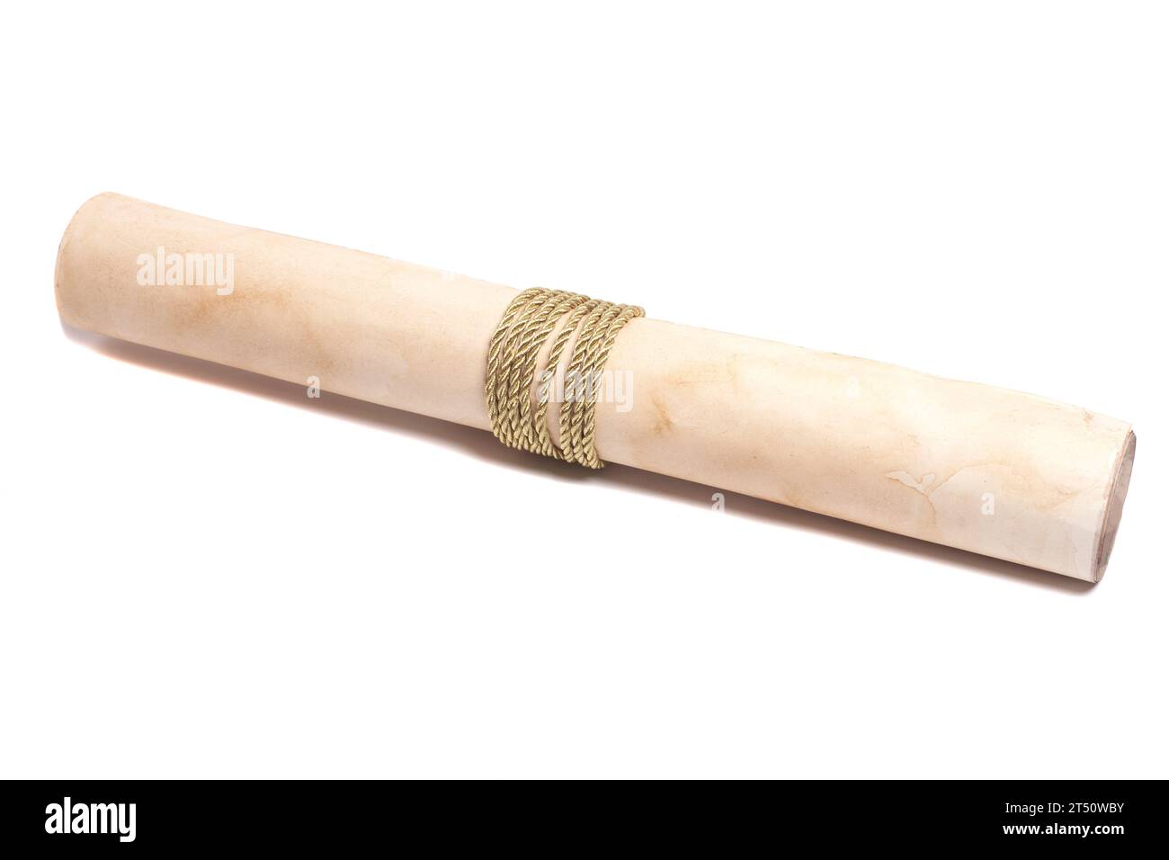 scroll of antique paper tied with a golden rope Stock Photo - Alamy