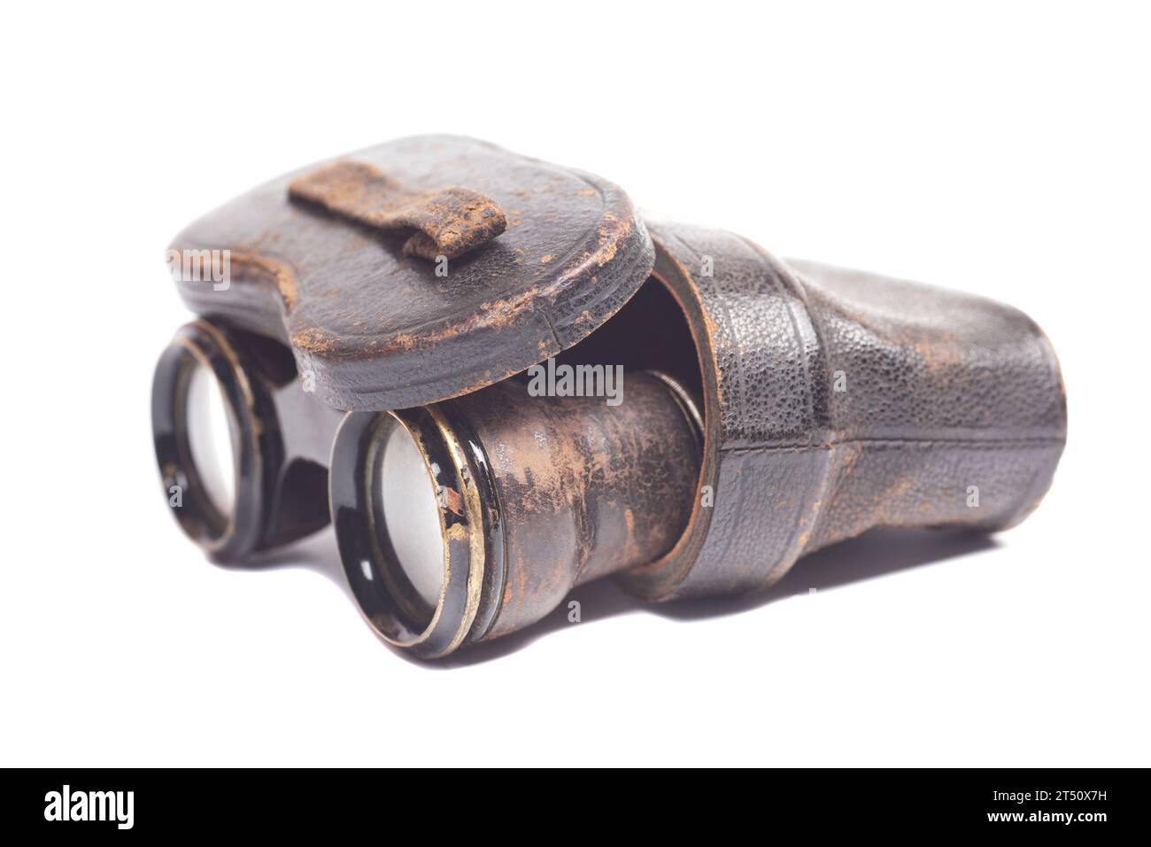 vintage military field glass in case isolated on white background Stock ...