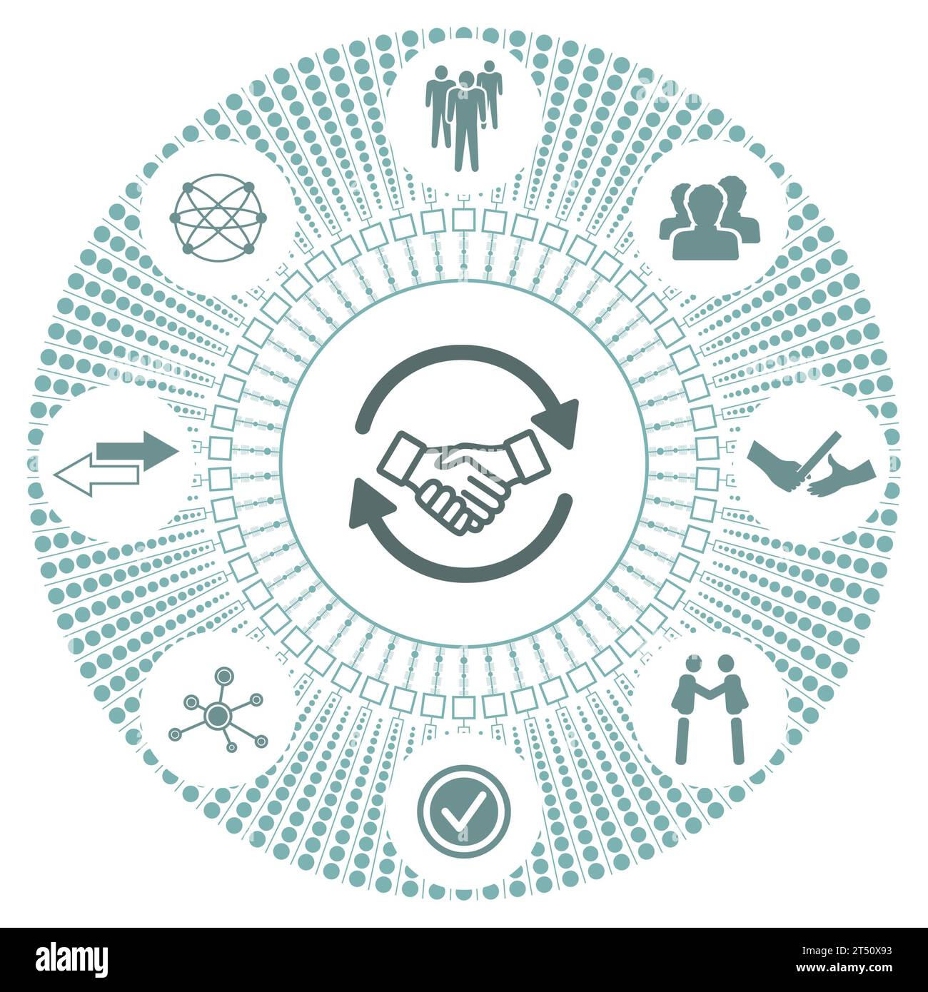 Concept of business transition with connected icons Stock Photo - Alamy