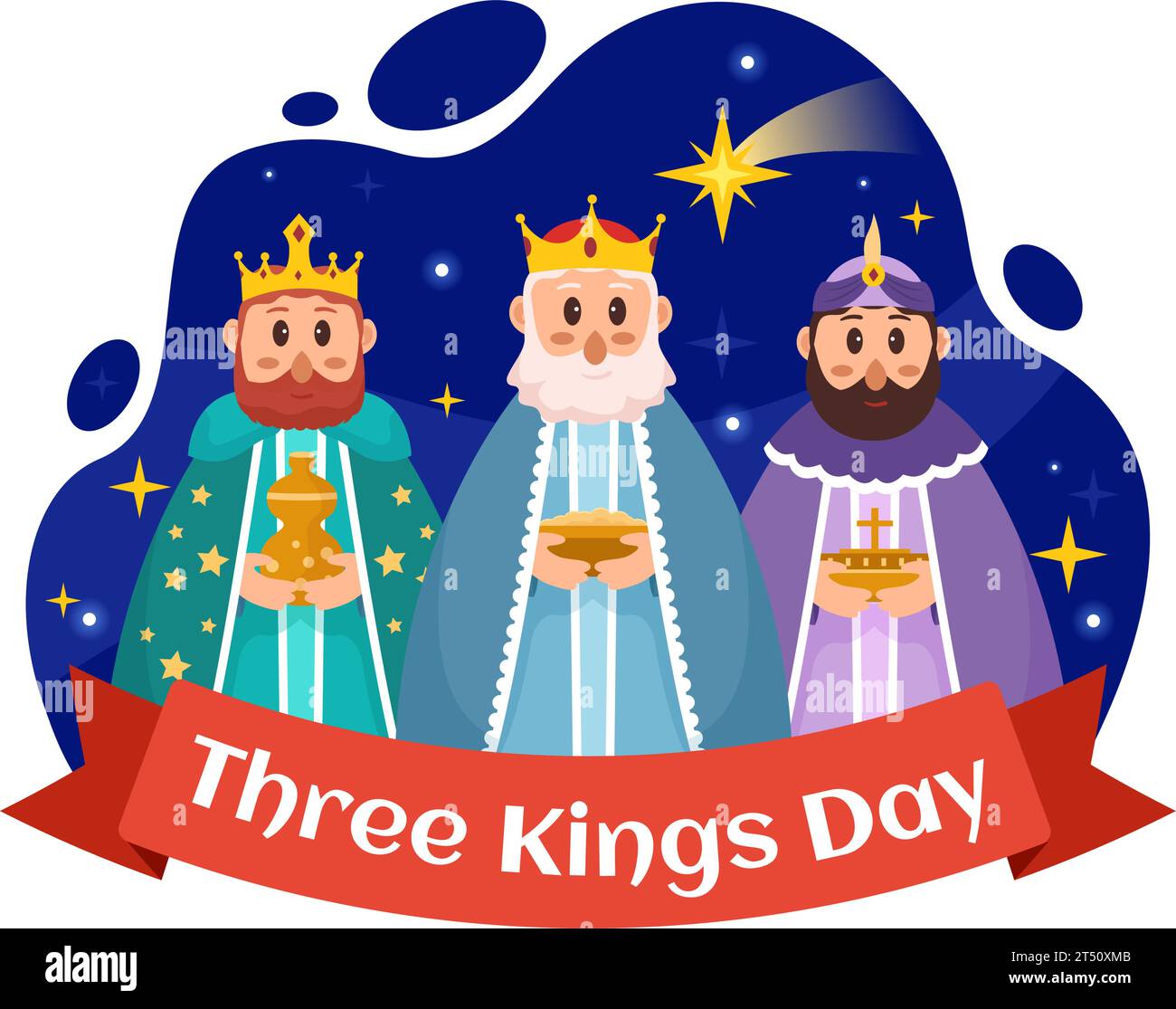 Happy Three Kings Day Vector Illustration to Faith on the Divinity of Jesus Since His Coming to ...