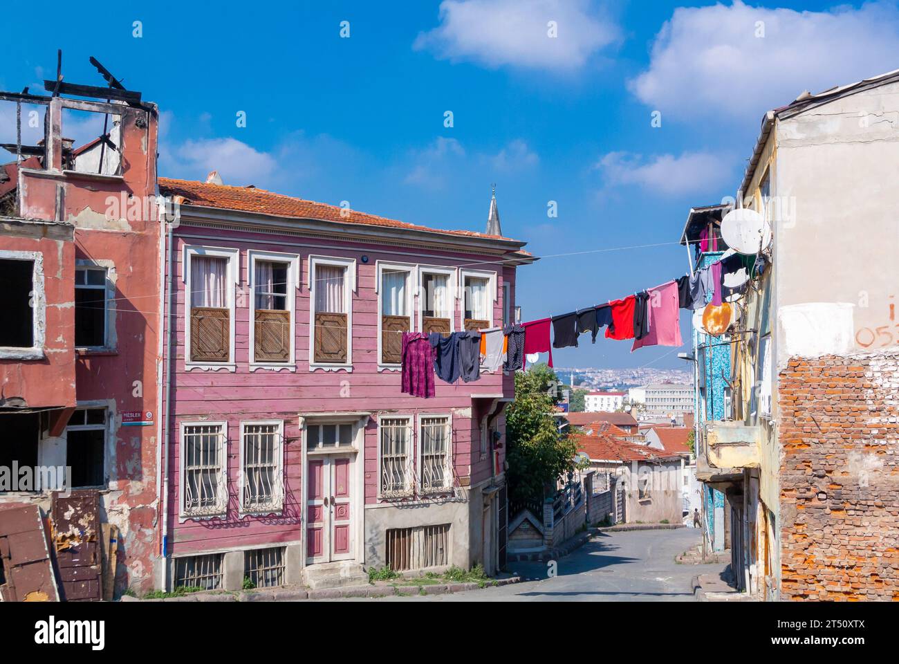 Istanbul, Colorful Wooden houses of Istanbul in the fatih district ...