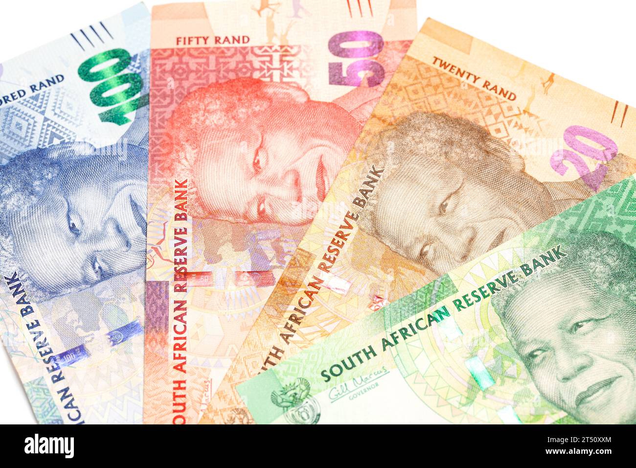 Nelson Holilala Mandela faces on South African money rand banknotes ...