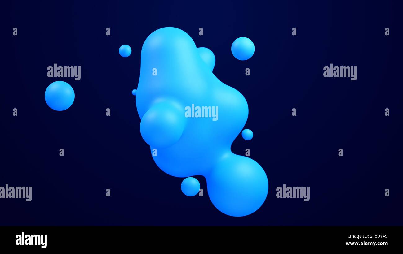 Metaverse 3d abstract background with droplets blue metaball molten wax ...
