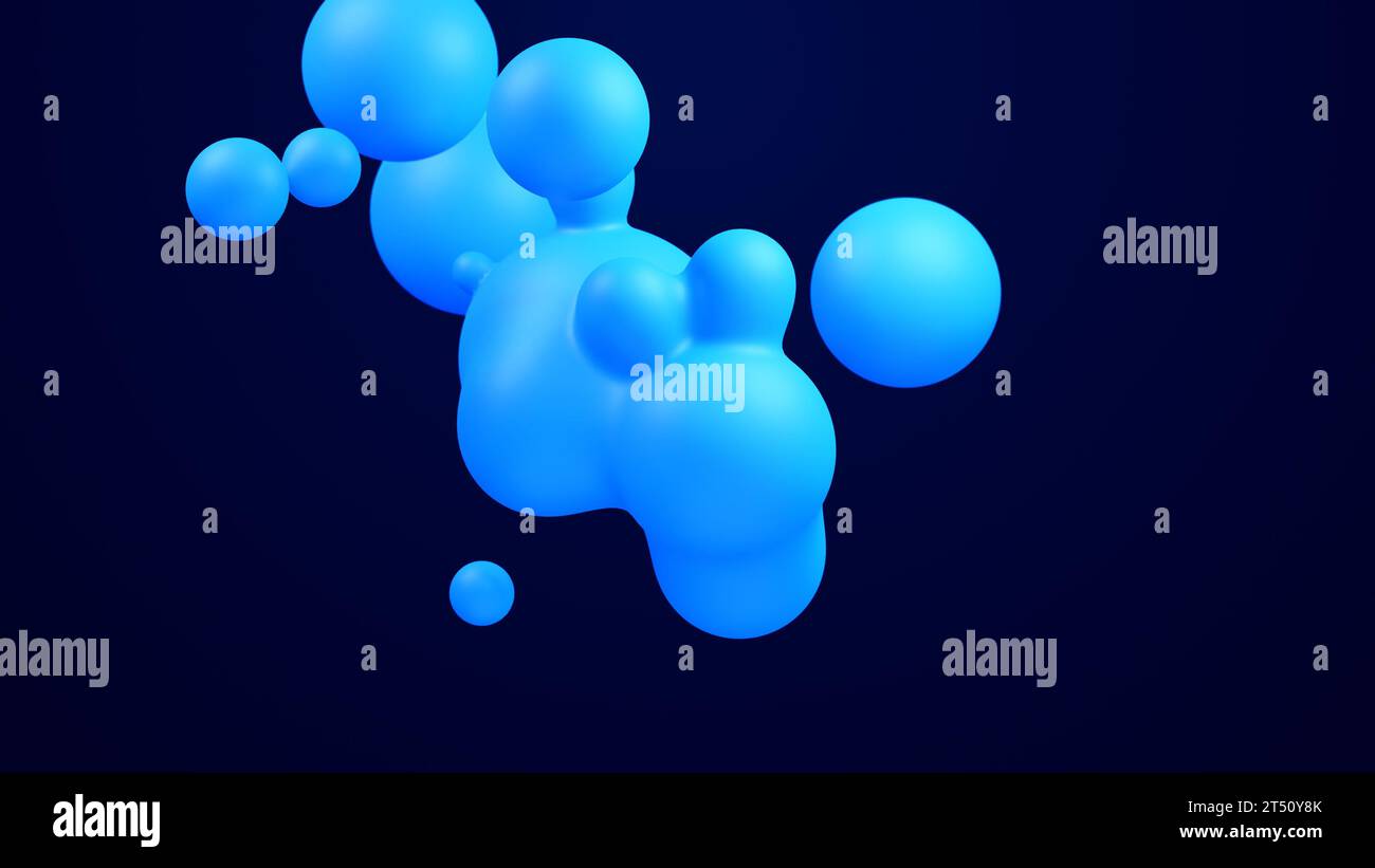 Metaverse 3d abstract background with droplets blue metaball molten wax ...