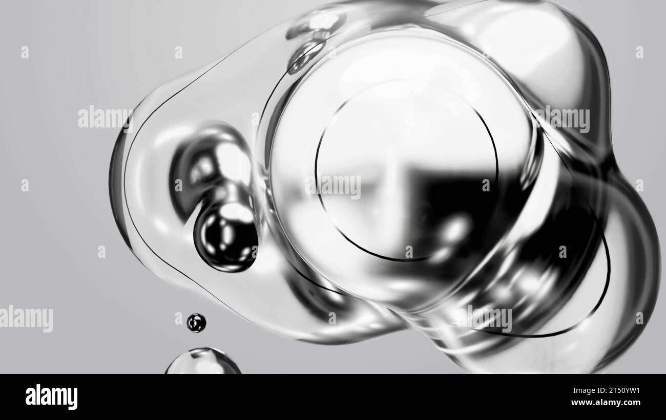 3d render motion design wallpaper animation business presentation monochrome grey white metaball ...