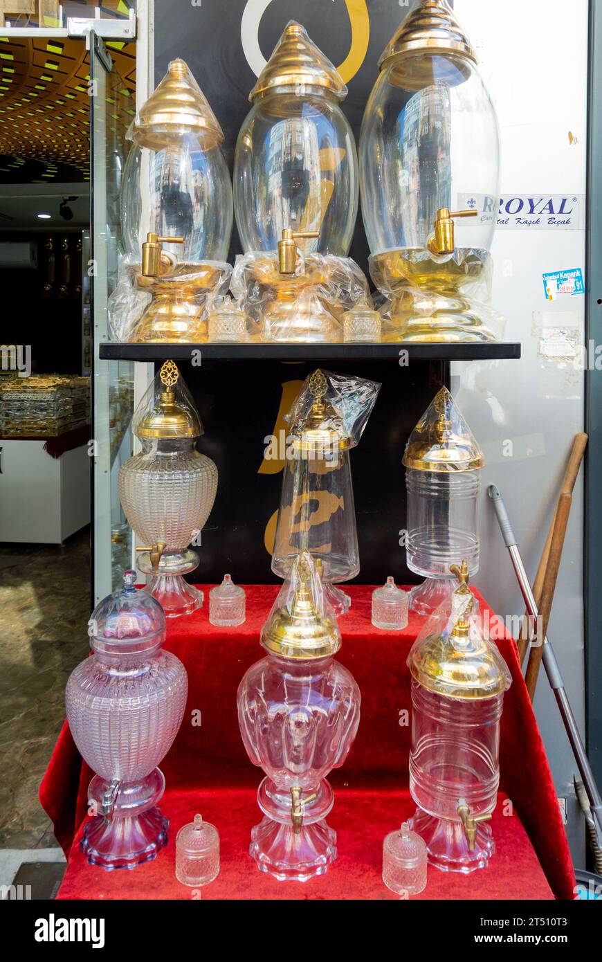 Istanbul, Turkey, Glass Jar with Tap at Strawmat Weavers Market in ...