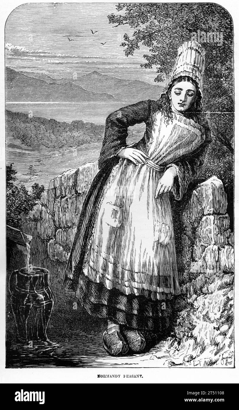 Portrait of a female Normandy peasant. Published circa 1887 Stock Photo ...