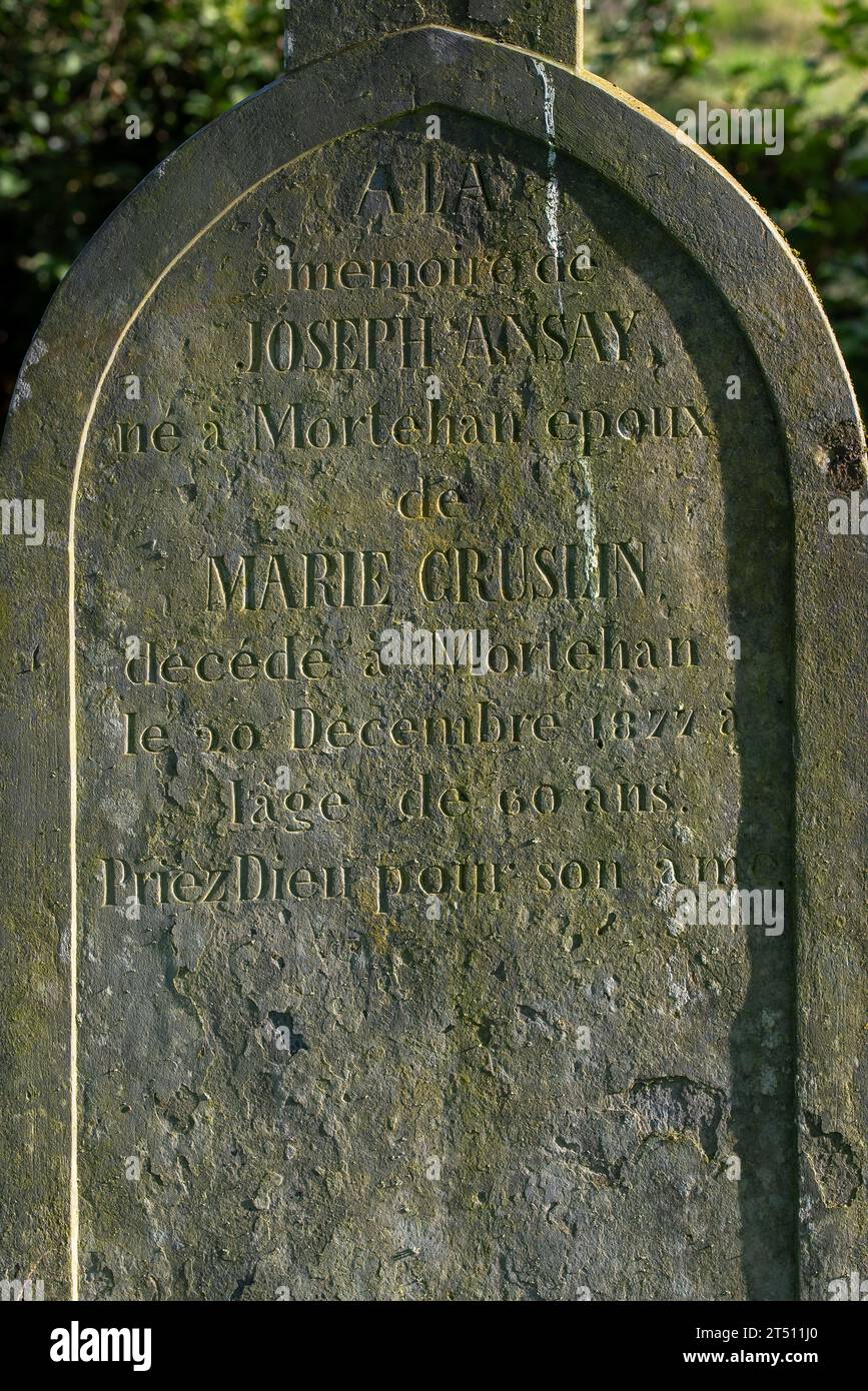 19th century headstone at Le Vieux Cimetière, old cemetery along the ...