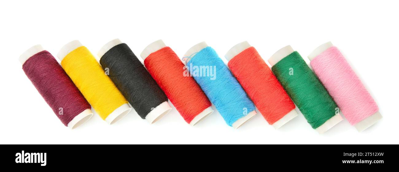 A set of sewing thread isolated on a white background. Wide photo Stock ...