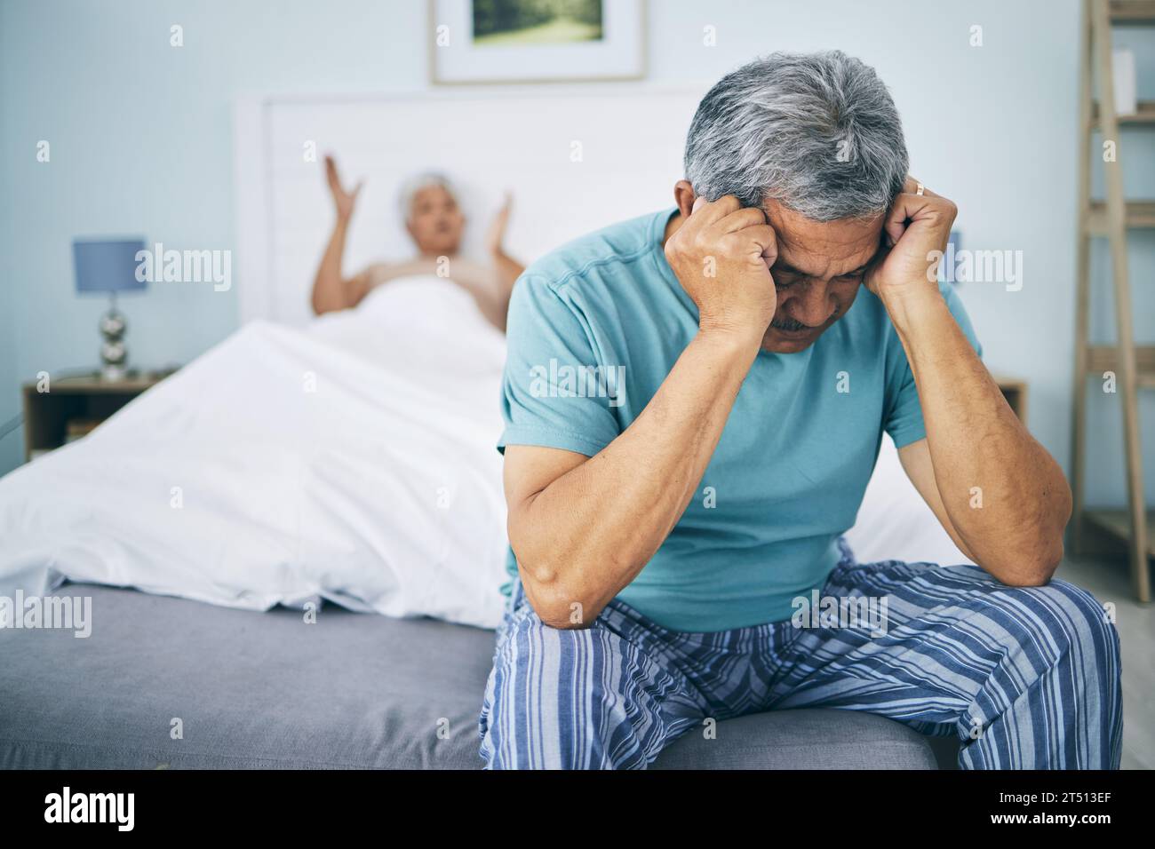 Old man woman angry bed hi-res stock photography and images - Alamy