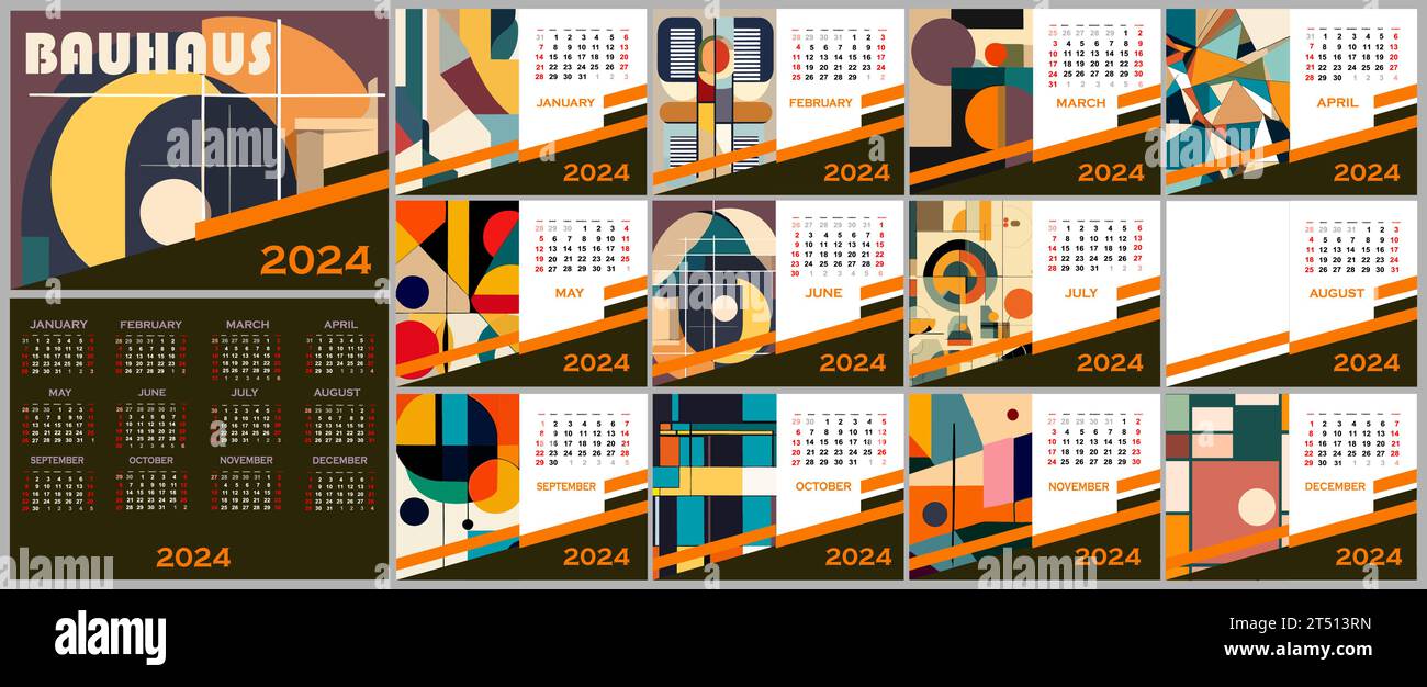 Abstract desk calendar vector template for 2024 Stock Vector Image ...