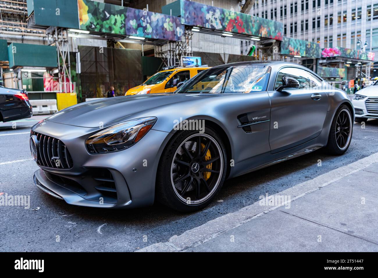 New York City, USA - August 09, 2023: Mercedes Benz AMG GT 2018 ...