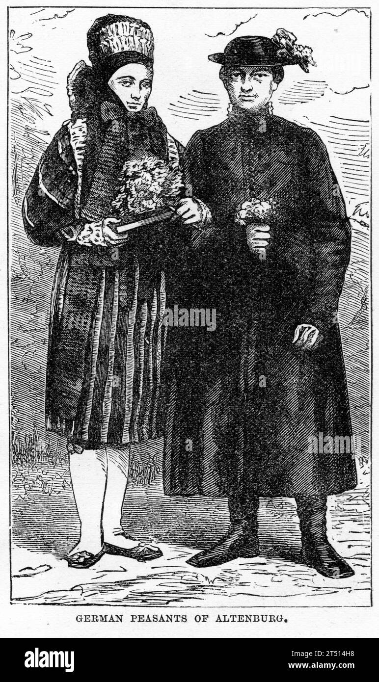 Engraved portrait of a German peasant couple from Altenburg in ...