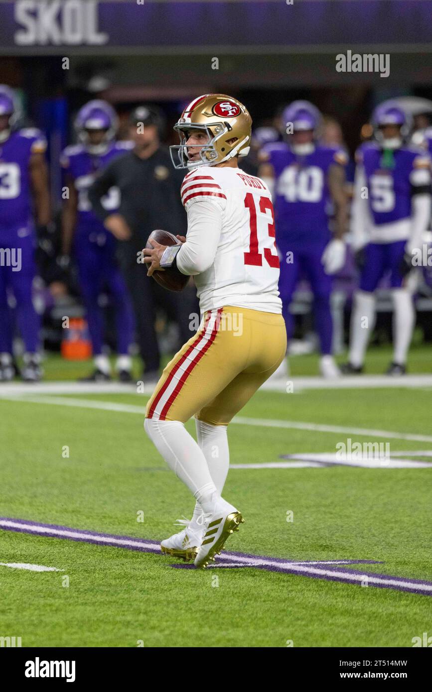 San Francisco 49ers quarterback Brock Purdy plays during an NFL ...