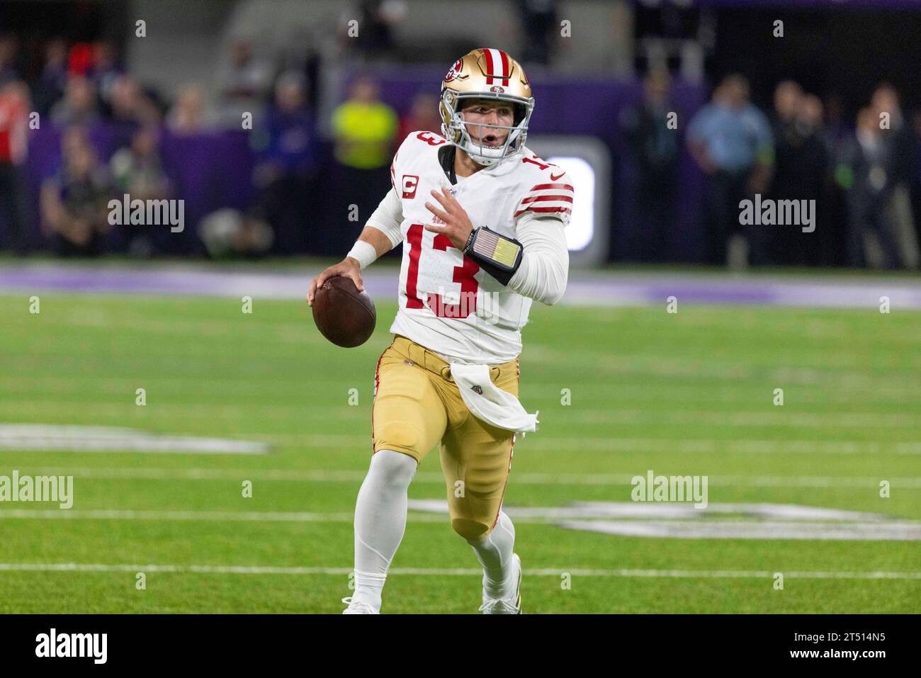 San Francisco 49ers quarterback Brock Purdy plays during an NFL ...
