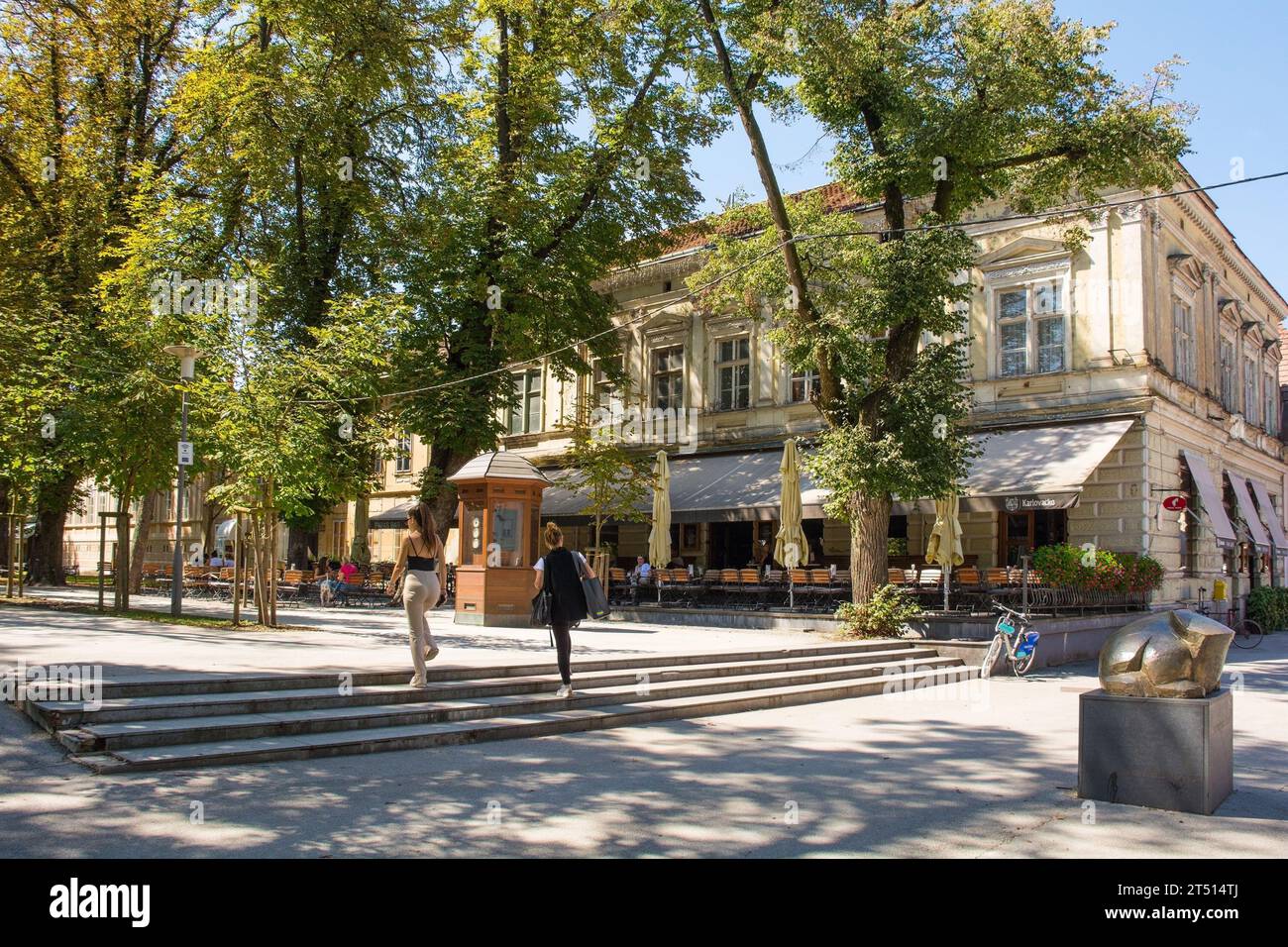 Karlovac, Croatia - September 1st 2023. Bars in historic buildings on ...