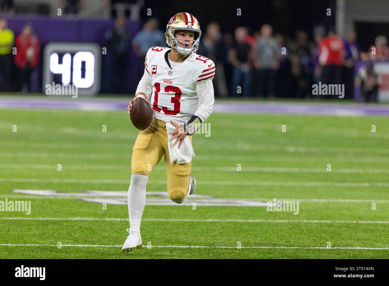 San Francisco 49ers quarterback Brock Purdy plays during an NFL ...