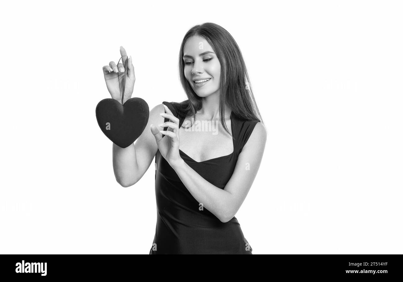 image of valentine woman with heart gift. valentine woman with heart ...