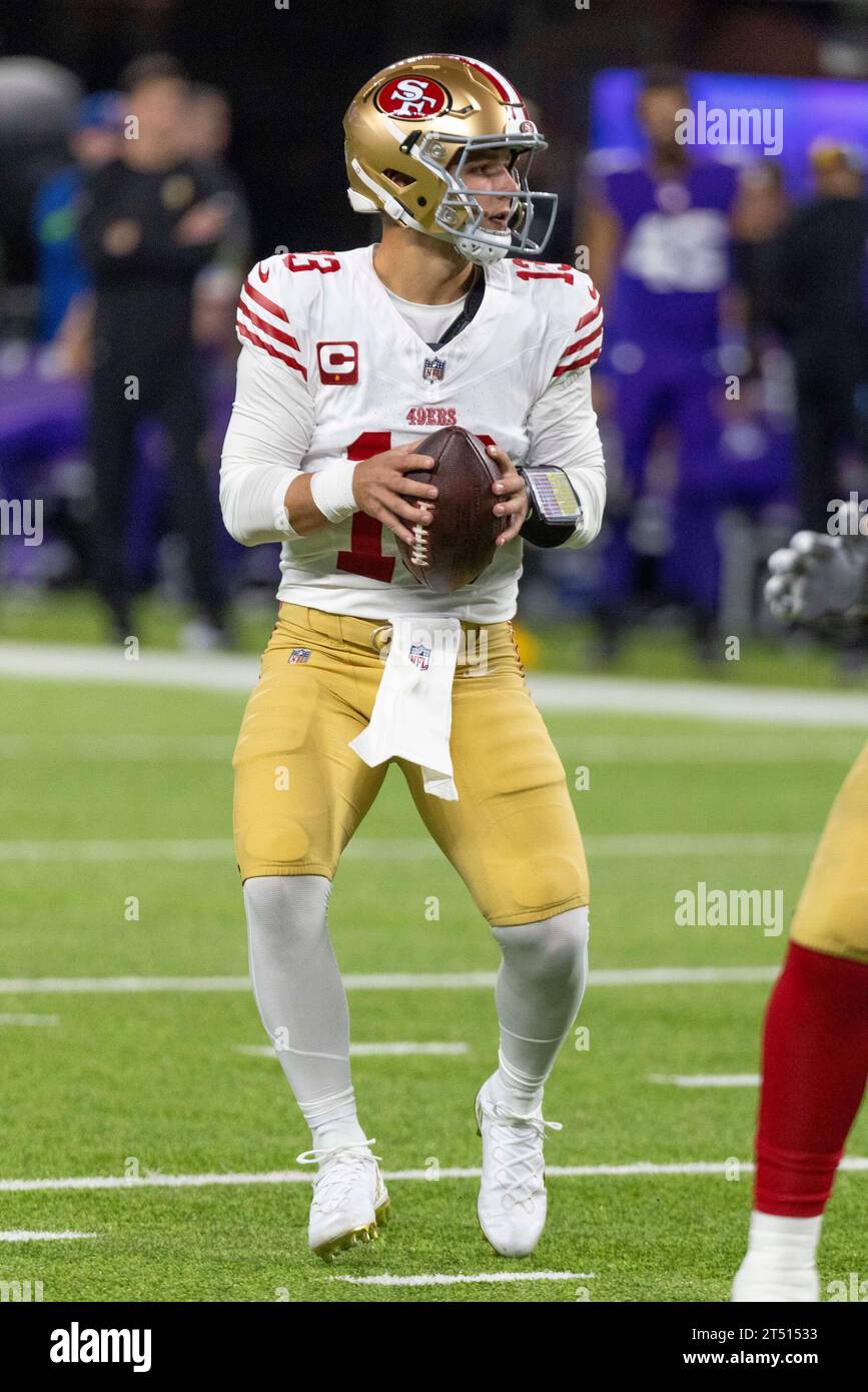 San Francisco 49ers quarterback Brock Purdy plays during an NFL ...