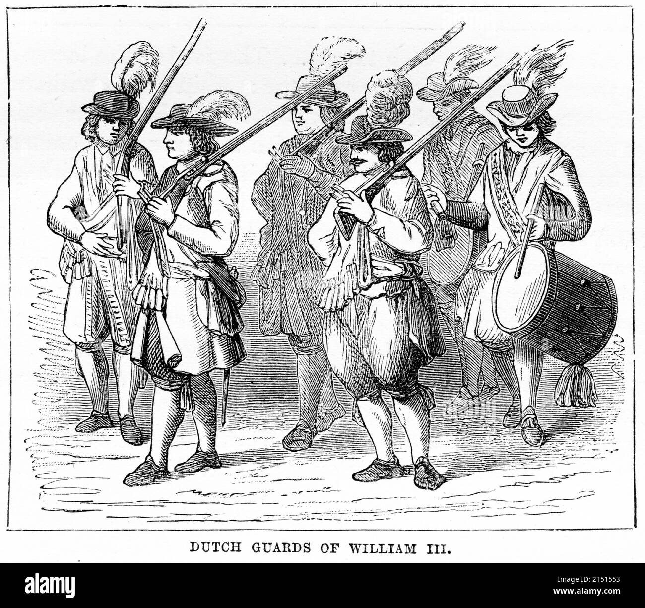Engraving of the Dutch guards of William III, circa 1890 Stock Photo ...