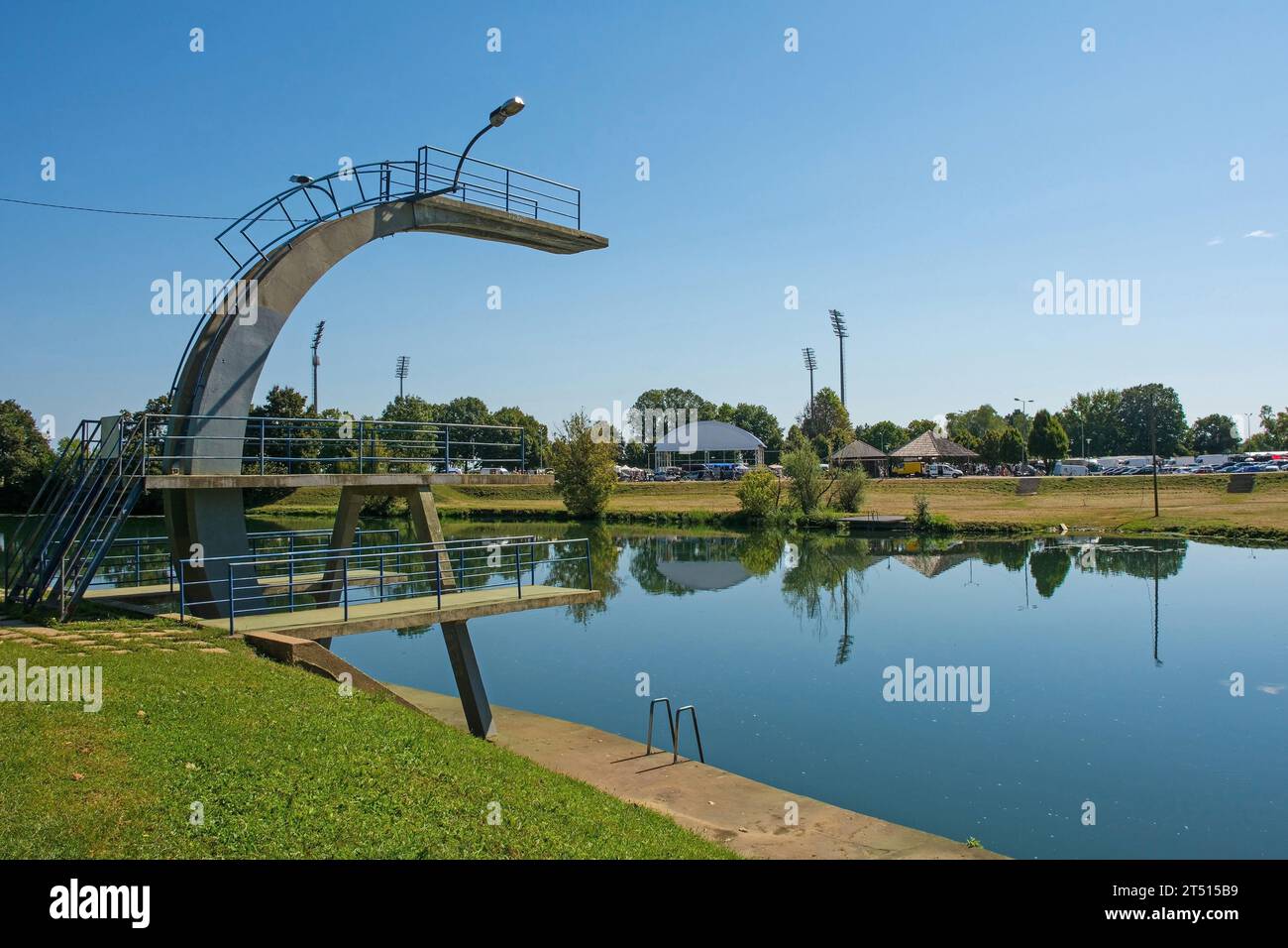 The Foginovo Kupaliste city beach on the Korana River in Karlovac ...