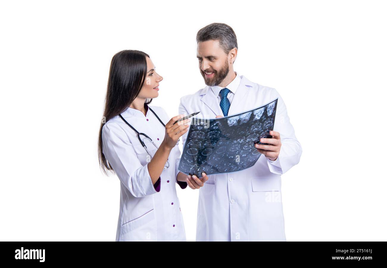 Two Medical discuss MRI Scans. doctor neurologist mri in studio. doctor ...