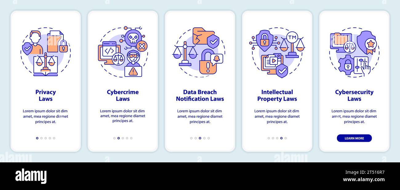 Walkthrough cyber law with colorful linear icons Stock Vector Image ...