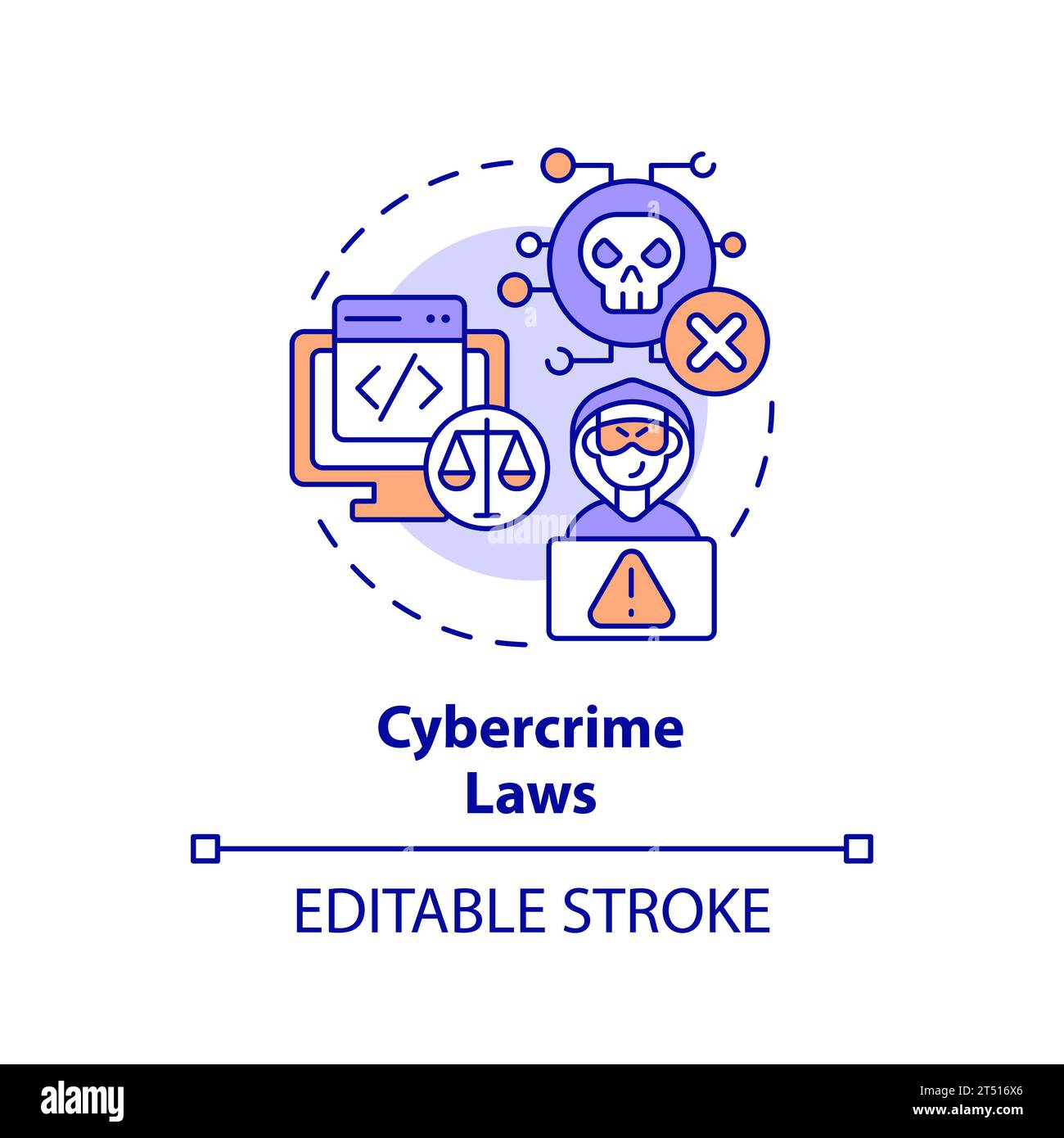2D thin linear icon cybercrime laws concept Stock Vector Image & Art - Alamy