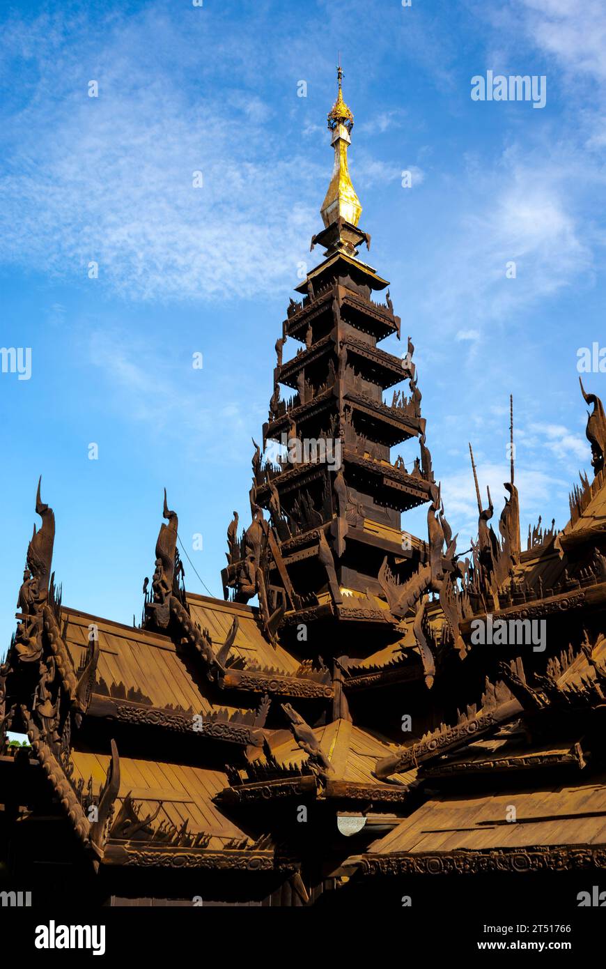 Exterior of the Nat Taung Kyaung teak wood monastery in Bagan, Myanmar ...