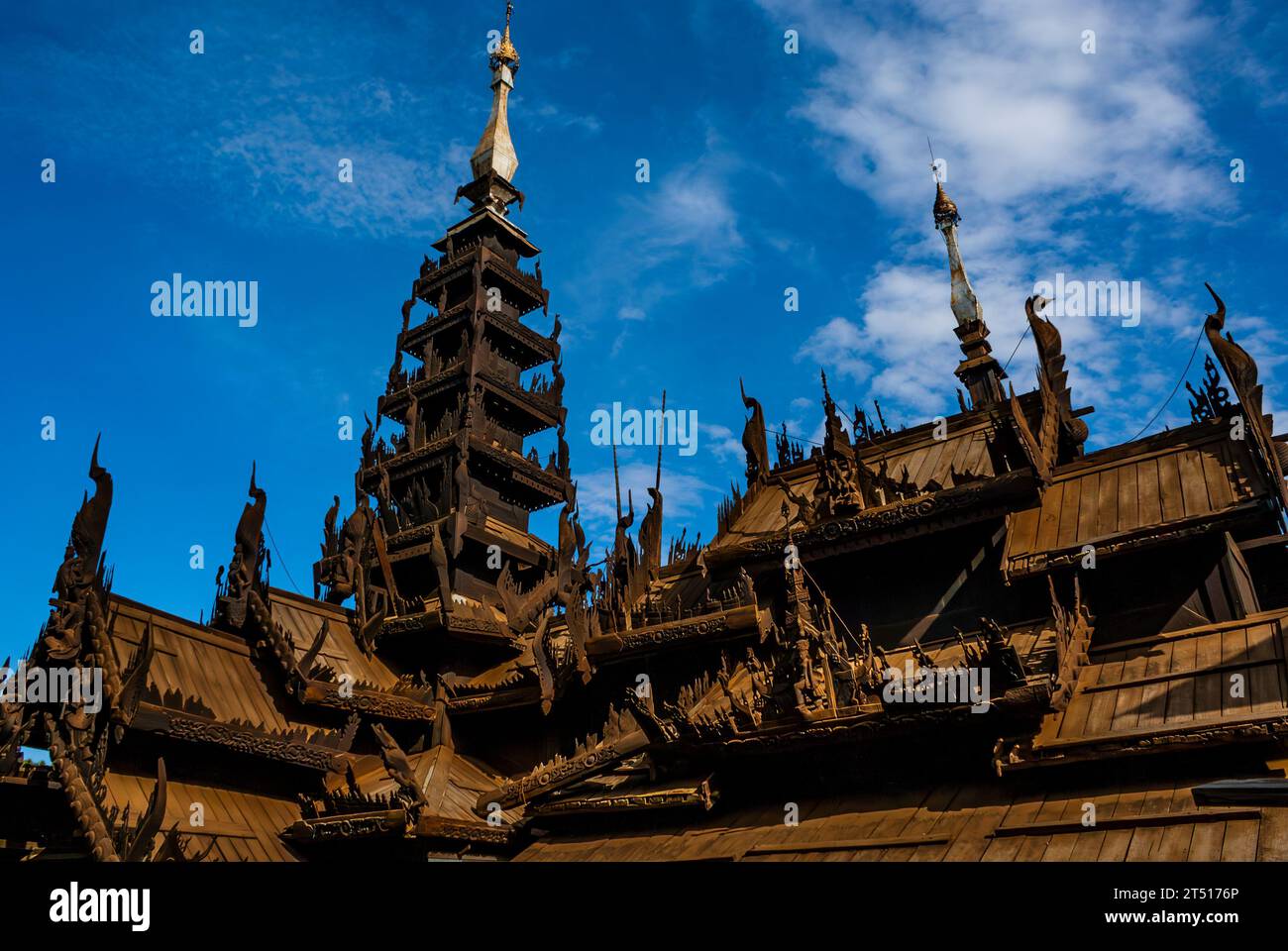 Exterior of the Nat Taung Kyaung teak wood monastery in Bagan, Myanmar ...