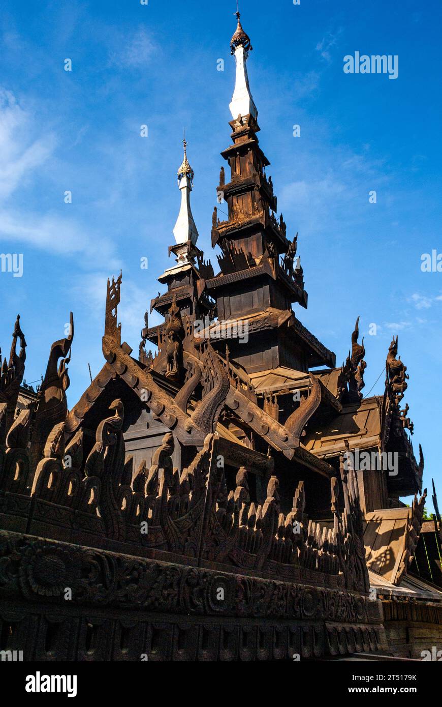 Exterior of the Nat Taung Kyaung teak wood monastery in Bagan, Myanmar ...