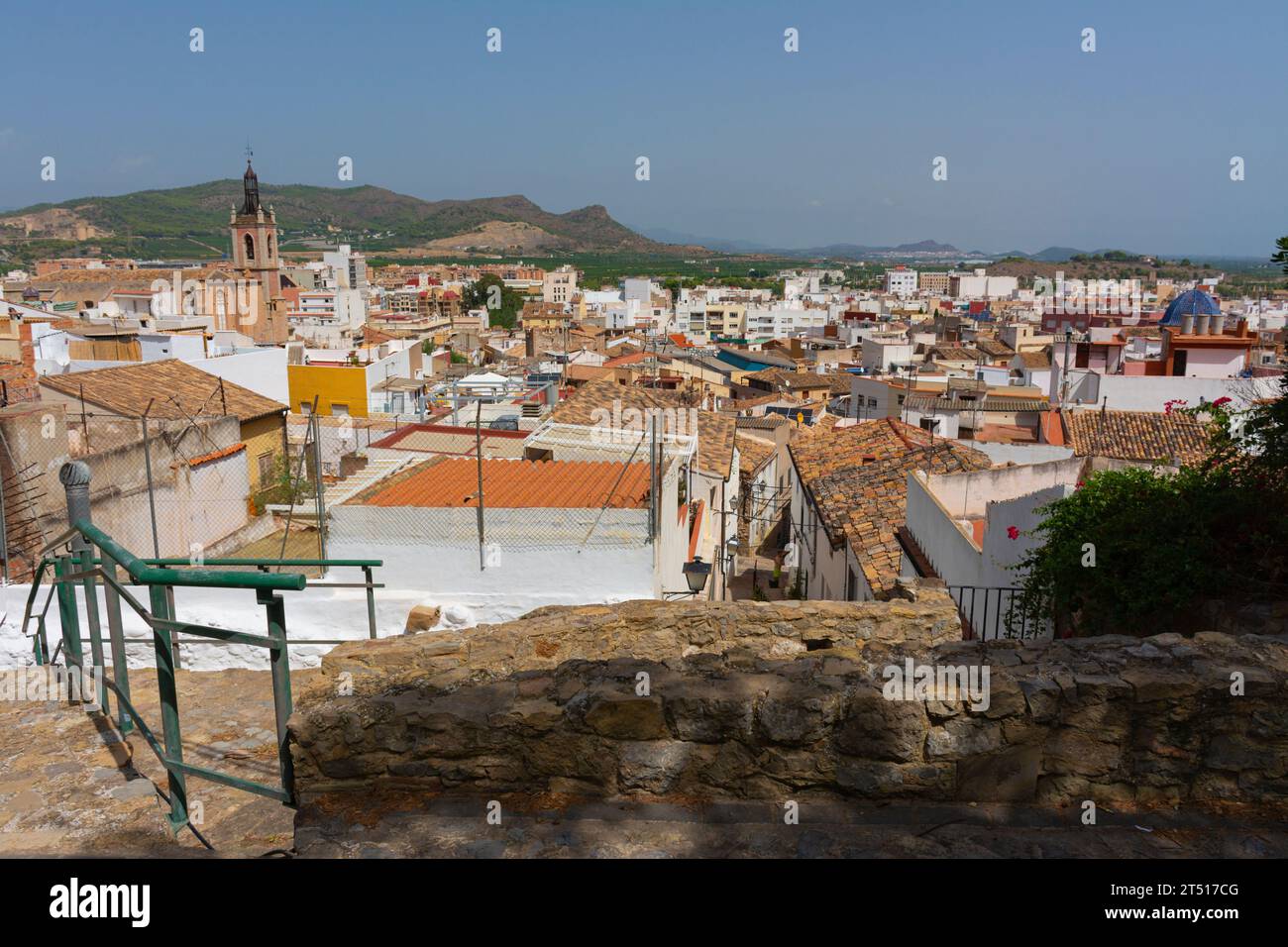Sagunto, Valencia, Spain. August 30th, 2022 - View of the old town ...