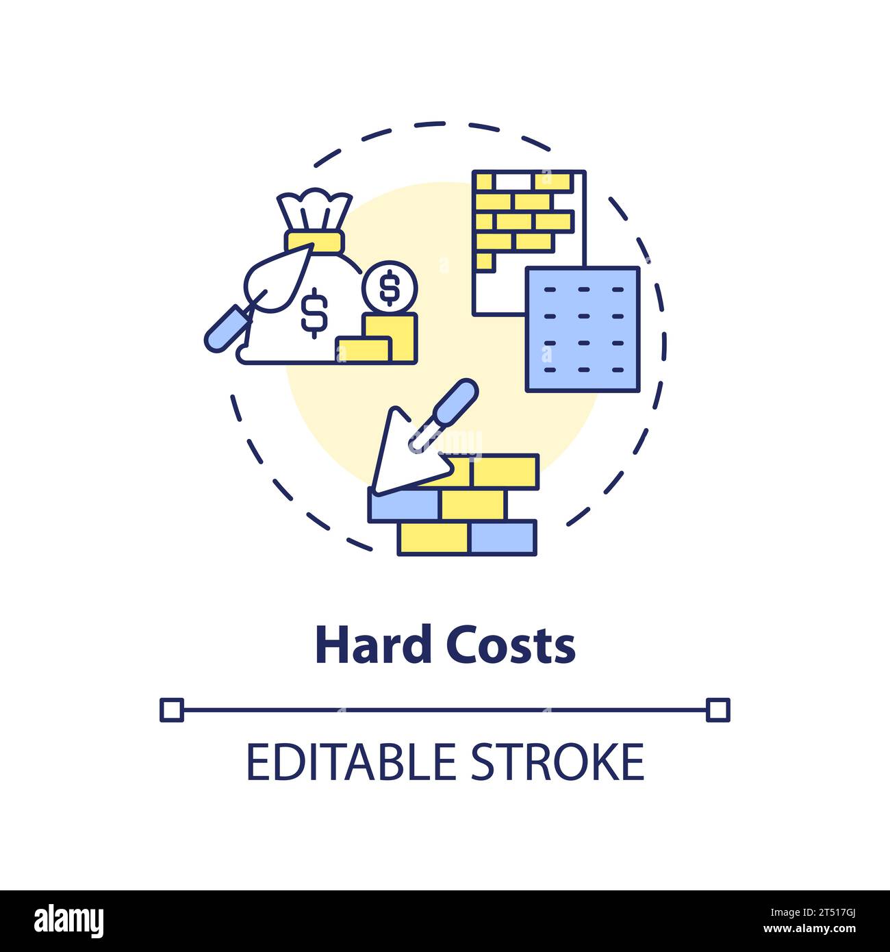 2D thin linear icon hard costs concept Stock Vector Image & Art - Alamy