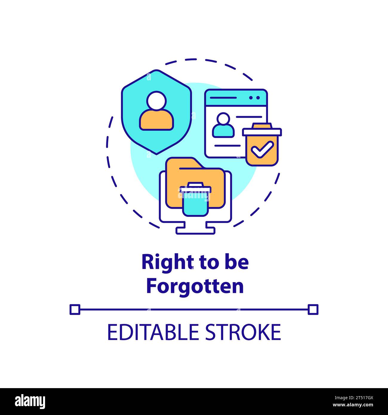 2D thin linear icon right to be forgotten concept Stock Vector Image ...