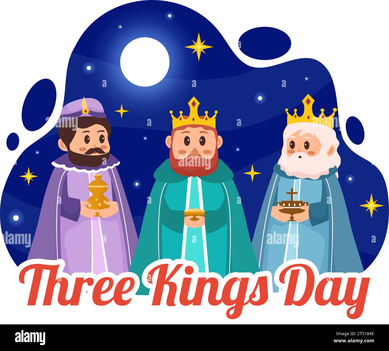 Happy Three Kings Day Vector Illustration to Faith on the Divinity of Jesus Since His Coming to ...