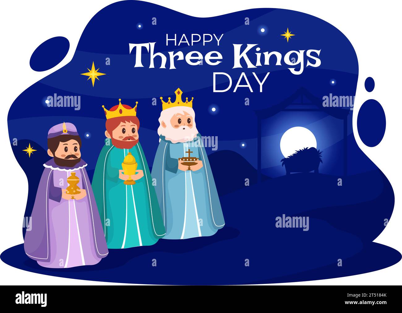 Happy Three Kings Day Vector Illustration to Faith on the Divinity of ...
