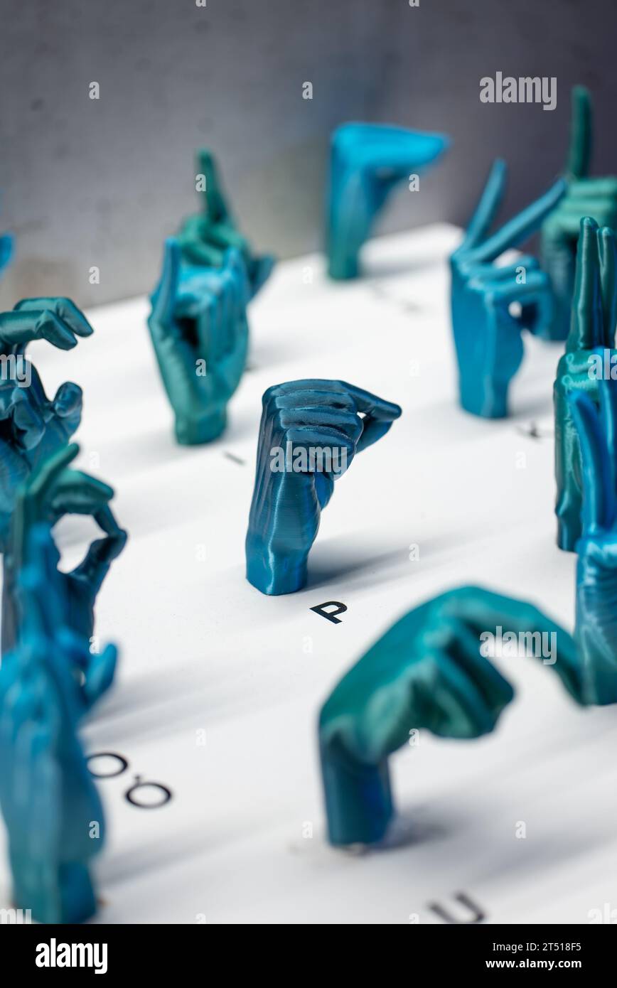 deaf language signs collection concept, hand and fingers alphabet ...