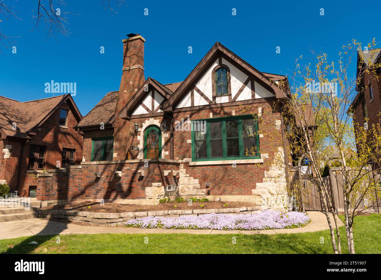modern cottage house. property in neighborhood. residential building ...