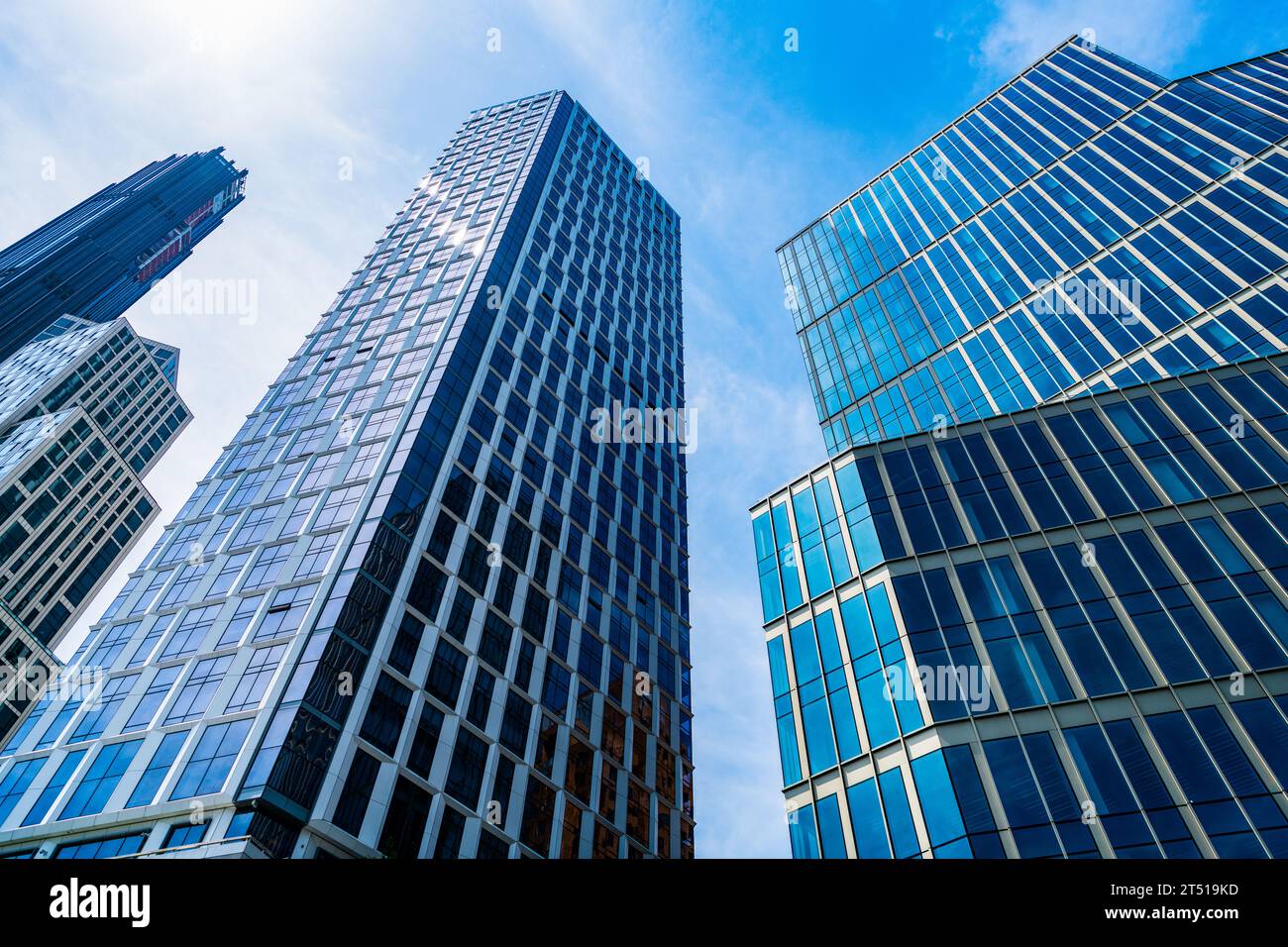 skyscraper with glassy facade. modern city building. skyscraper in ...