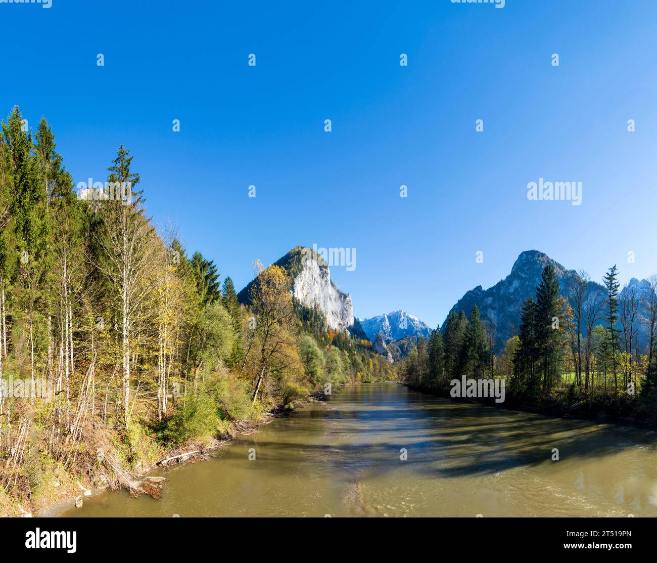national park Gesäuse: river Enns, mountains at Gesäuseeingang in ...