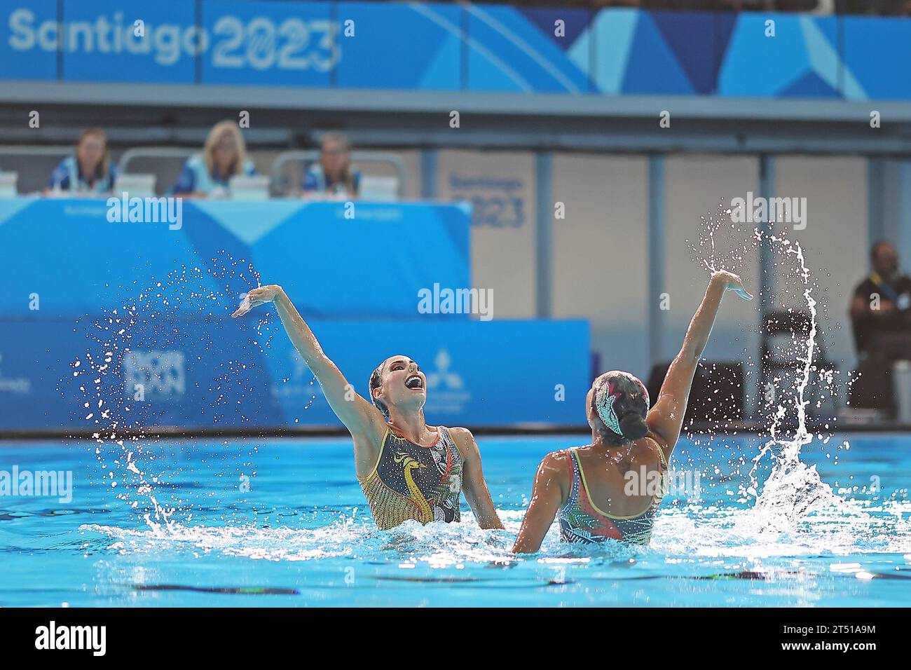 Santiago, Chile. 02nd Nov, 2023. Nuria Diosdado and Joana Jimenez of Mexico in action on the ...