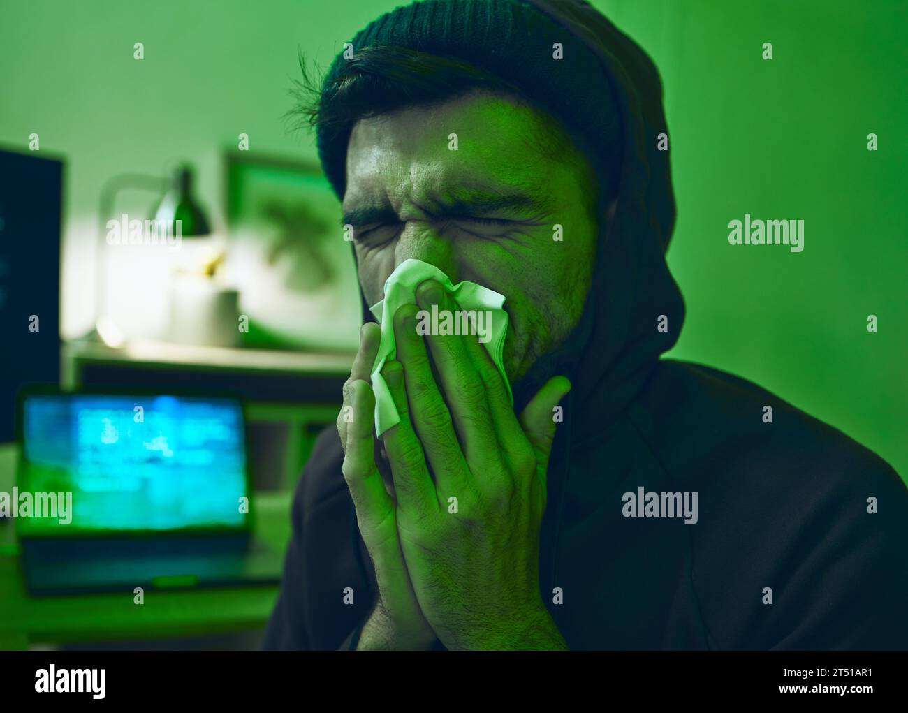 Sick man working computer hi-res stock photography and images - Alamy