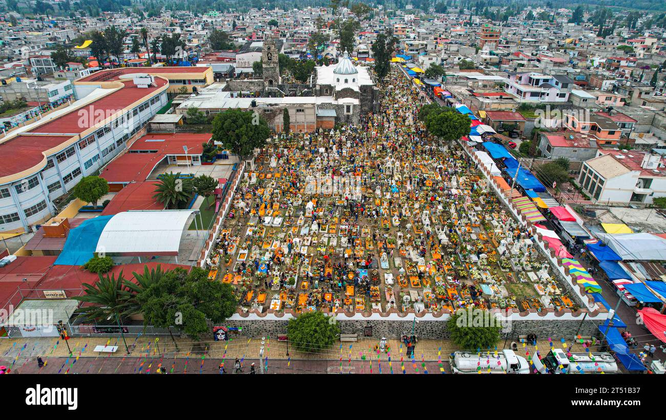 MEXICO CITY, MEXICO - NOVEMBER 2: Aerial view of the cemetery that is ...