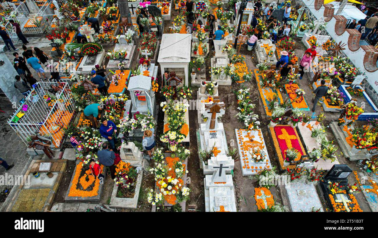 MEXICO CITY, MEXICO - NOVEMBER 2: Aerial view of the cemetery that is ...