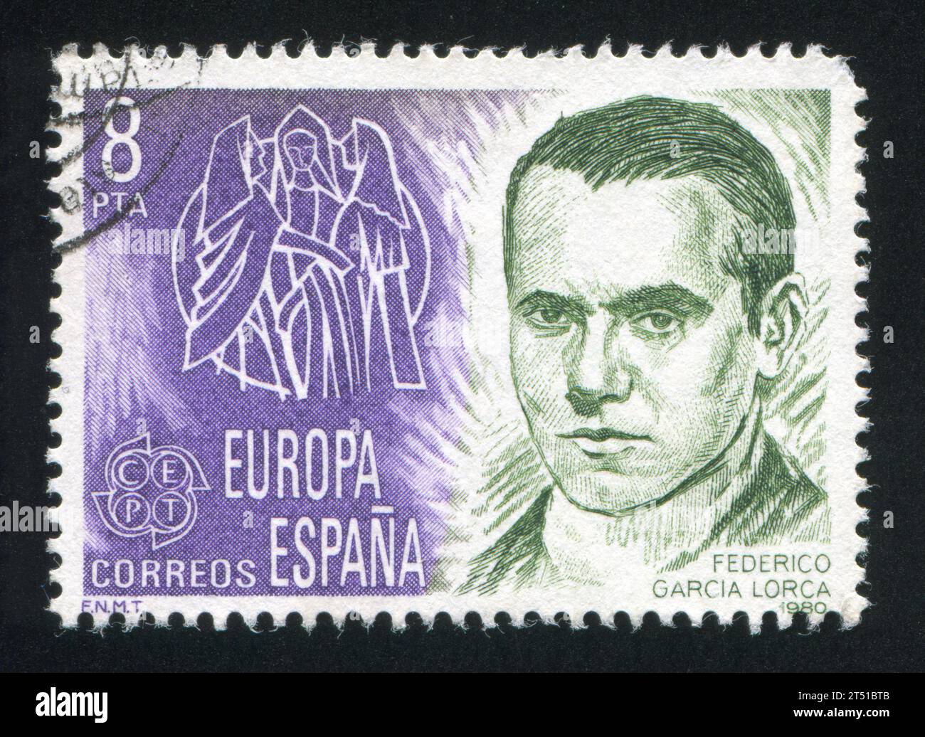 SPAIN - CIRCA 1980: stamp printed by Spain, shows Portrait of Federico ...